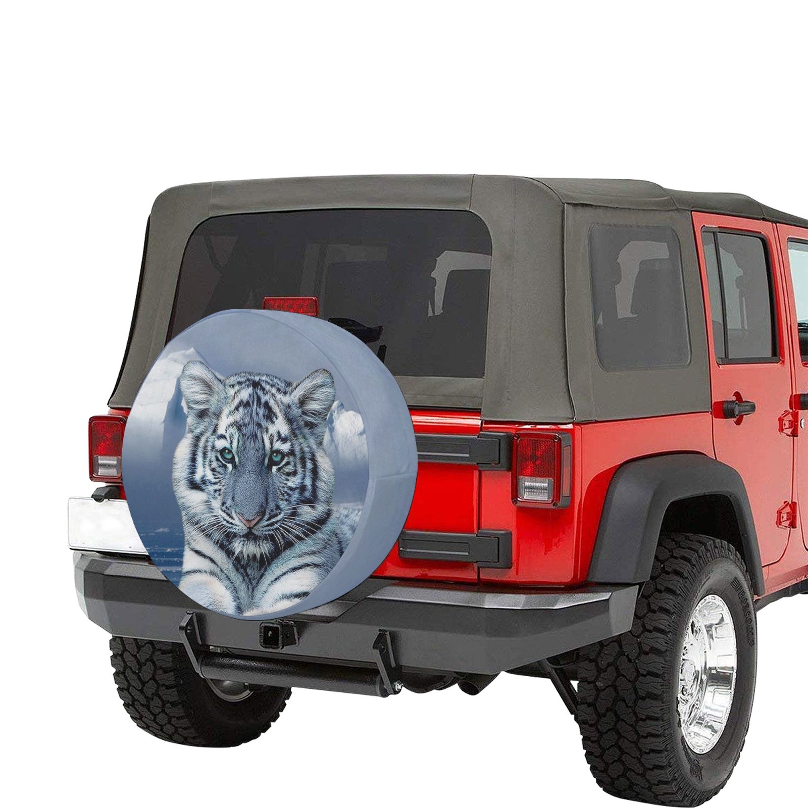 Blue White Tiger 30 Inch Spare Tire Cover | ID: D5529585