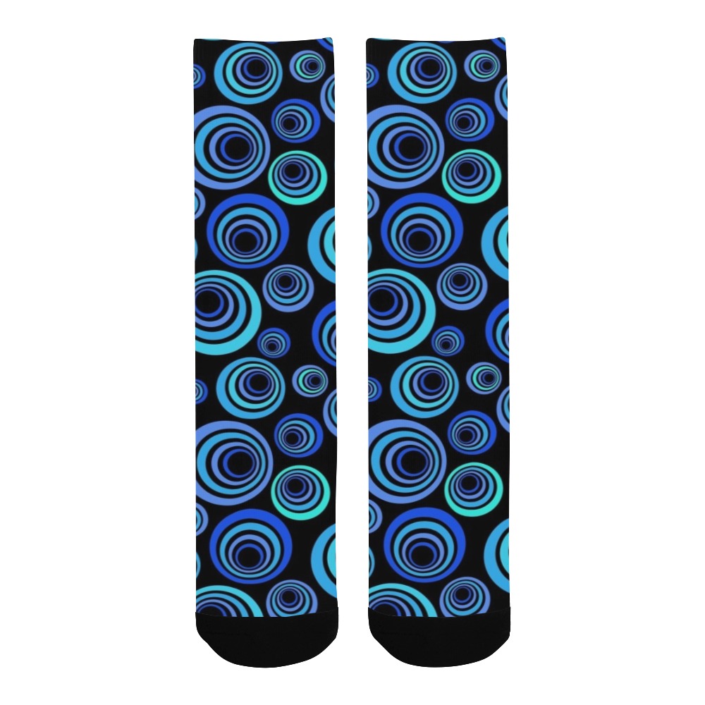 Retro Psychedelic Pretty Blue Pattern Men's Custom Socks | ID: D5541583